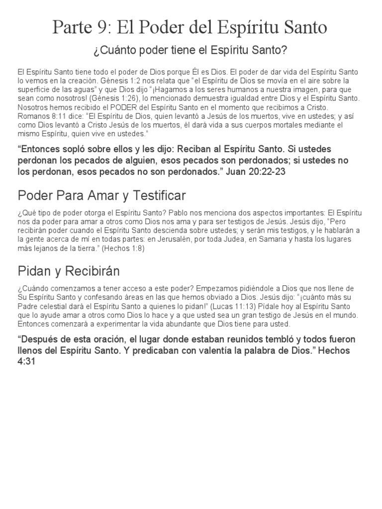 Parte9 El Poder Del Espíritu Santo | PDF