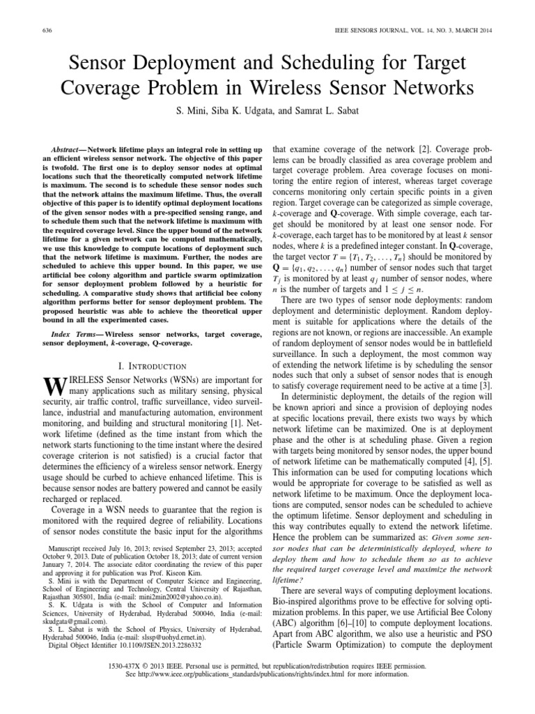 2014 Sensor Deployment And Scheduling For Target Coverage Problem In Wireless Sensor Networks