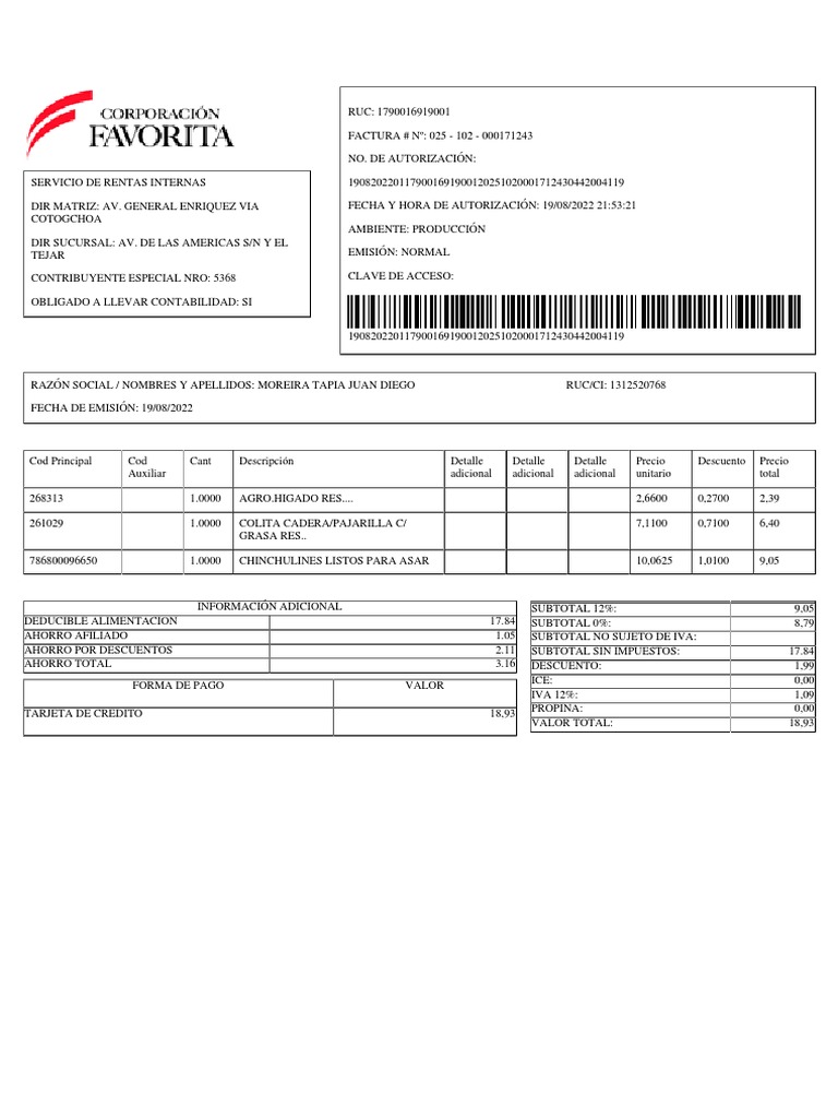 Facturas Comida | PDF | Factura | Impuestos