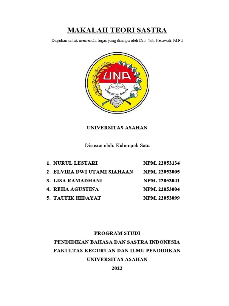 Makalah Teori Sastra2 | PDF | Seni & Disiplin Bahasa | Kajian Bahasa Asing