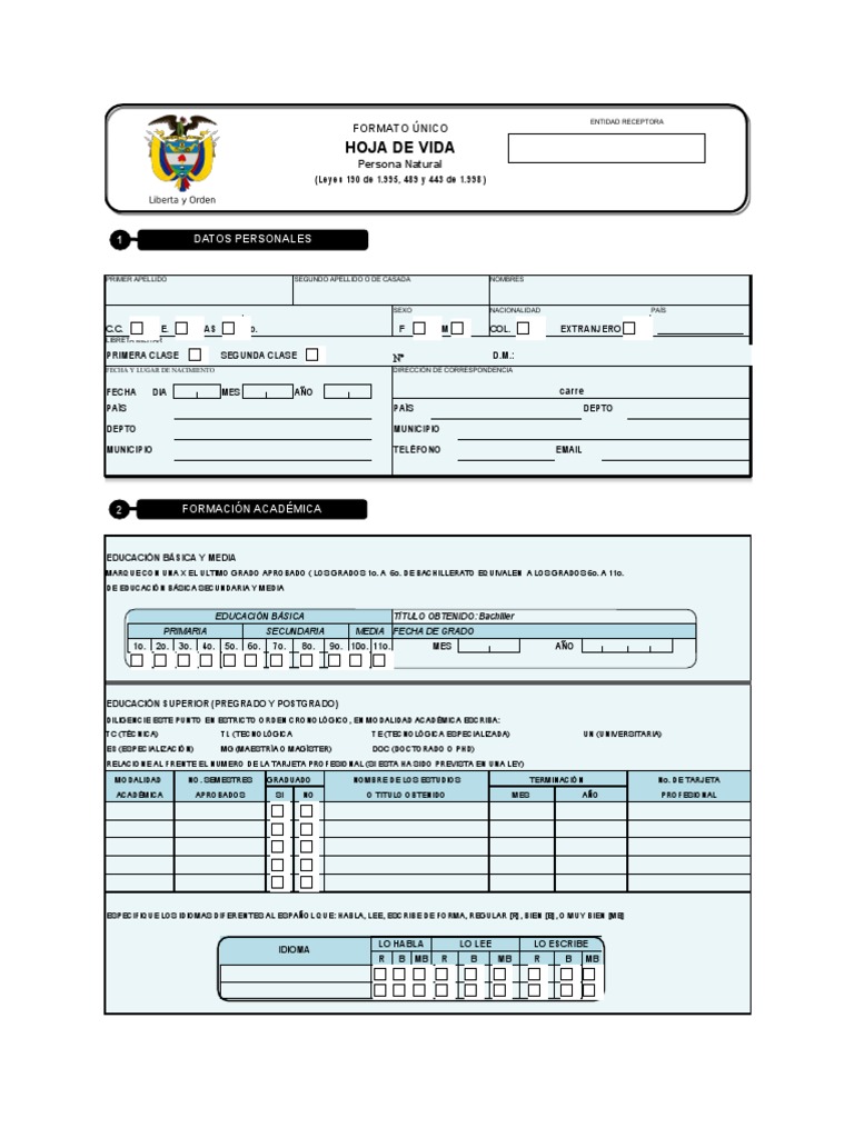 Formato Hoja De Vida Funcion Publica Pdf Servicio Civil Economias