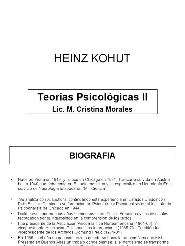 Teoría del Narcisismo de Kohut | PDF | Psicoanálisis | Narcisismo