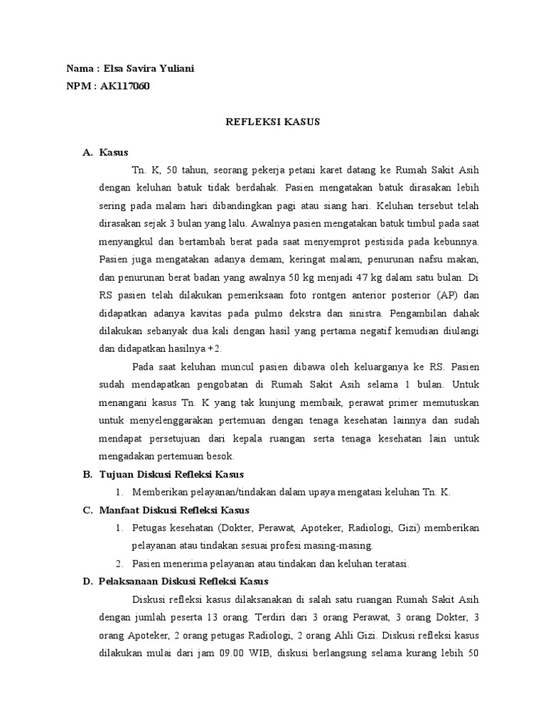 Tugas Refleksi Kasus TB (Ipe) | PDF