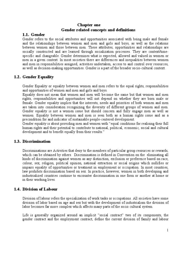 Handout 1 of Promoting Gender Equality New | PDF | Gender Role | Gender