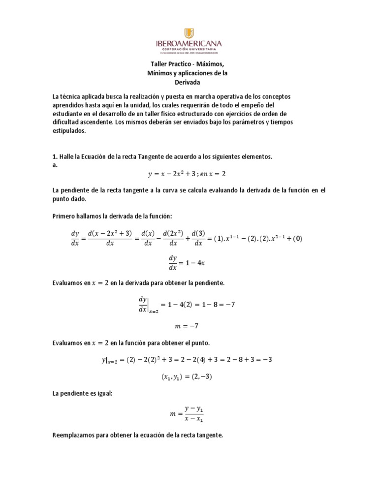 Actividad_8___Optimizaci__n_maximos_y_minimos. | PDF | Derivado | Pendiente