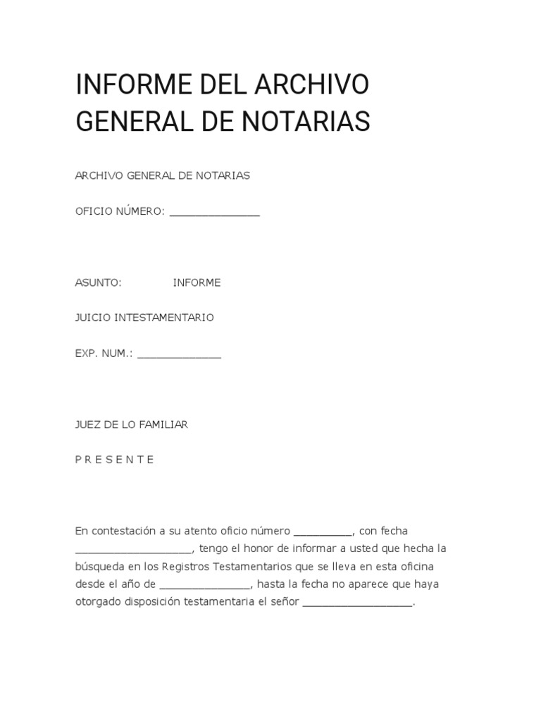 Informe Del Archivo General de Notarias | PDF