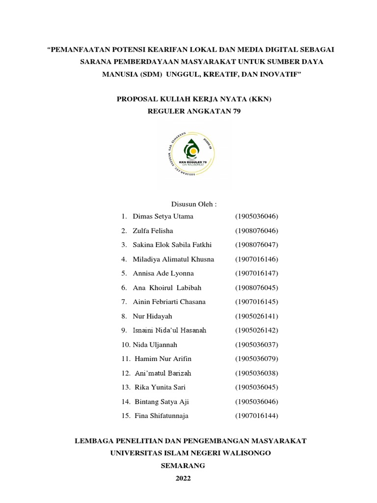 PROPOSAL Pasrah KKN REG POSKO 58 | PDF