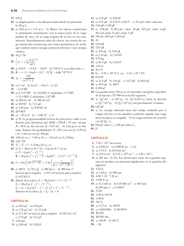 FISICA II SERWAY Respuestas de Los CAPS 26.27.28 | PDF | Resistencia Eléctrica y Conductancia ...