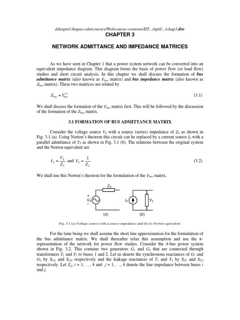 Y Bus Chap3 | PDF | Matrix (Mathematics) | Electrical Impedance