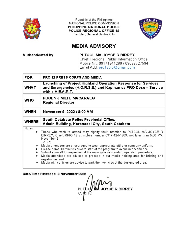 Project H.O.R.S.E. Launch in South Cotabato | PDF | Business | Law