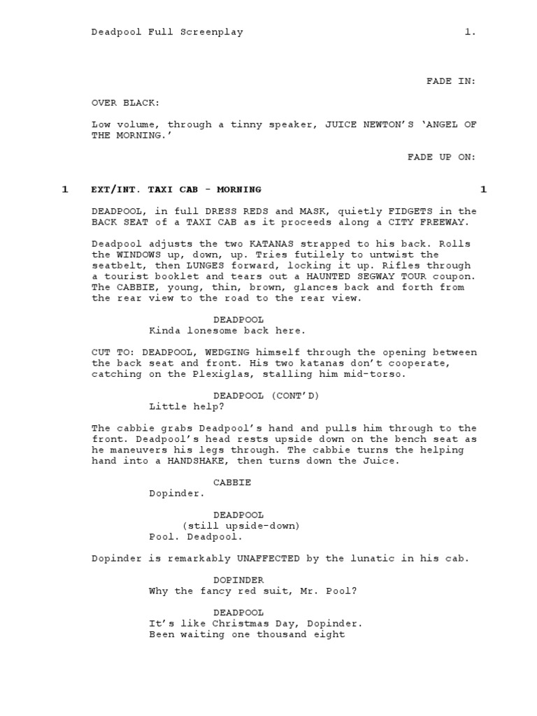 Deadpool Full Screenplay | PDF | Shotgun