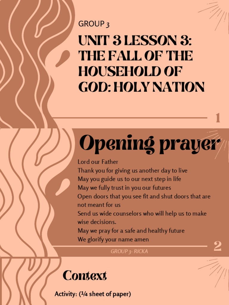 Unit 3 Lesson 3 The Fall of The Household of God Holy Nation | PDF ...