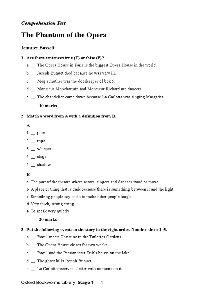 New Ob W Phantom Test | PDF | Erik (The Phantom Of The Opera) | The ...