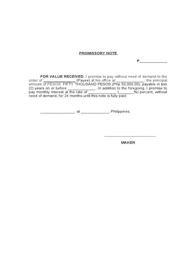 Promissory Note Form | PDF