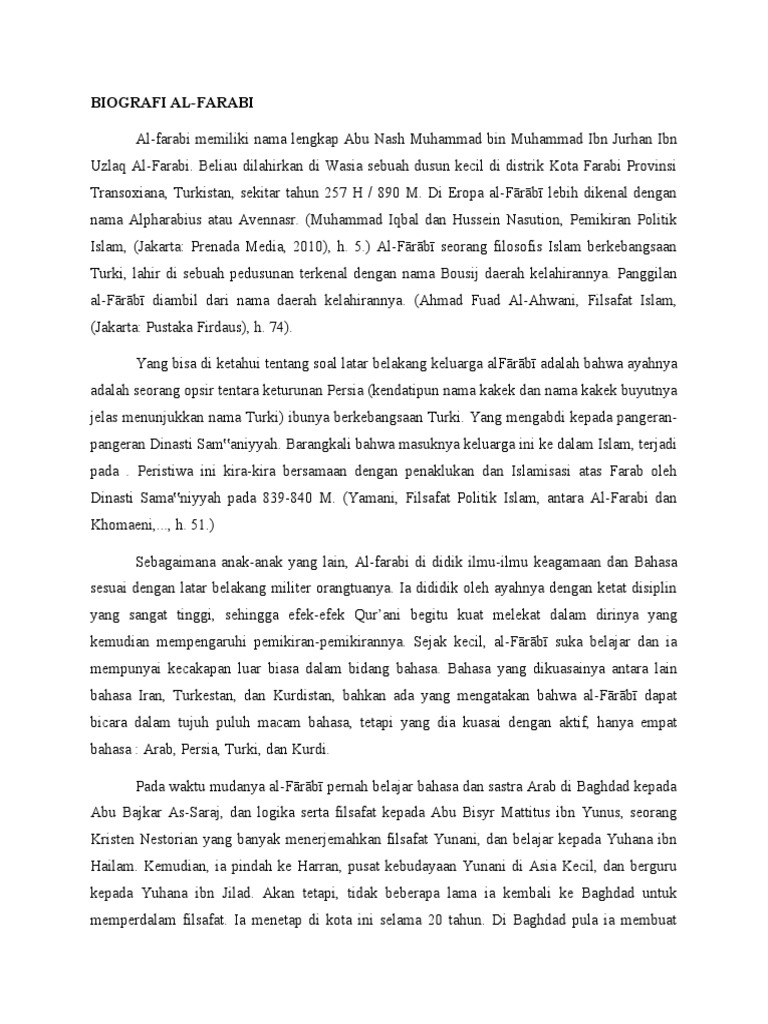 Biografi Al-Farabi Dan Ikhwan Shafa | PDF