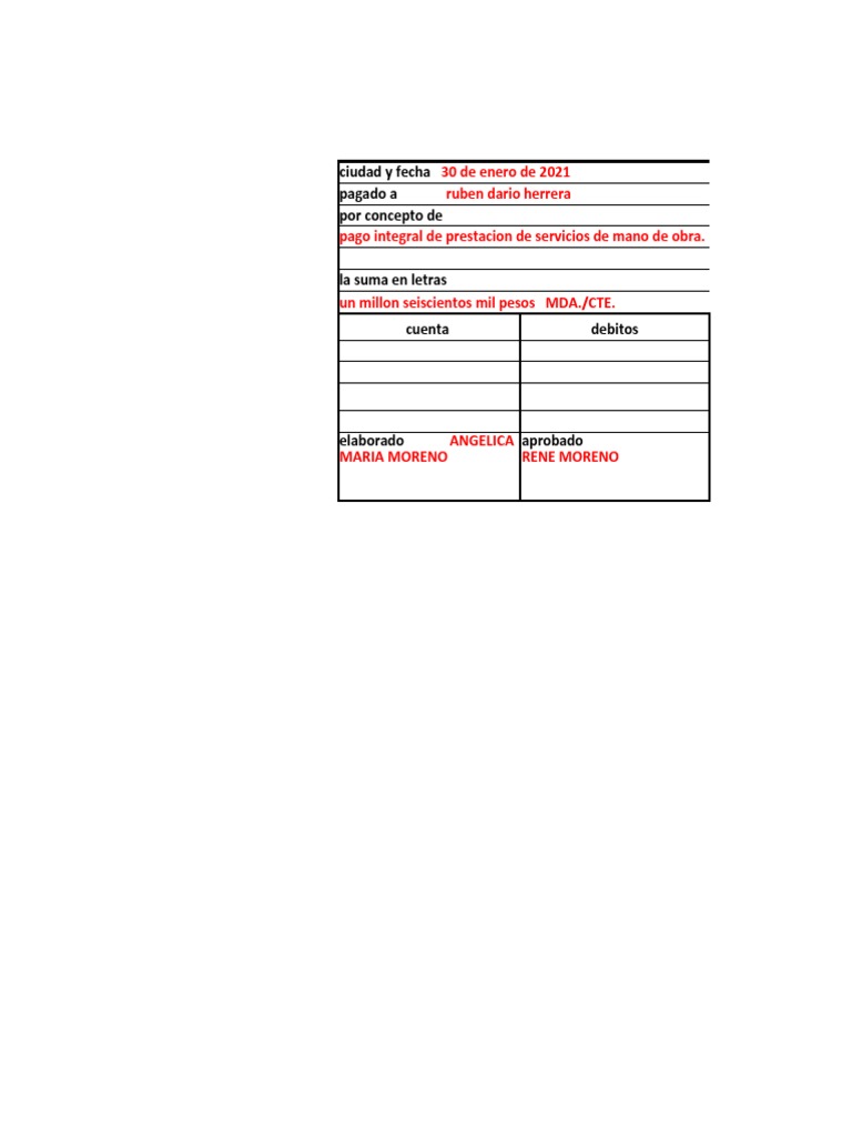 Ejemplo de Recibo de Egreso | PDF