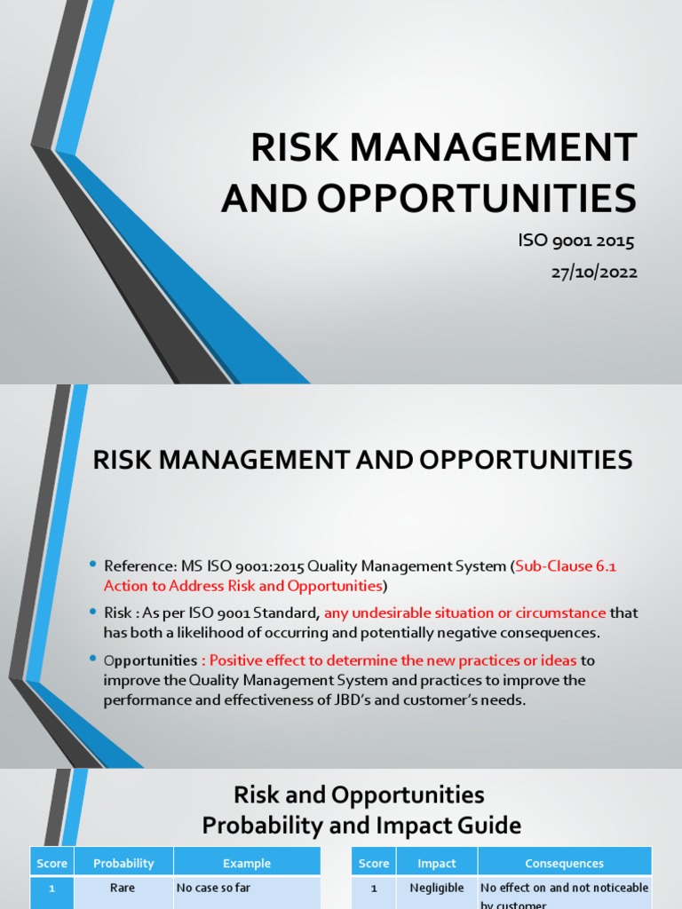 Risk Management and Opportunities | PDF | Risk | Risk Management