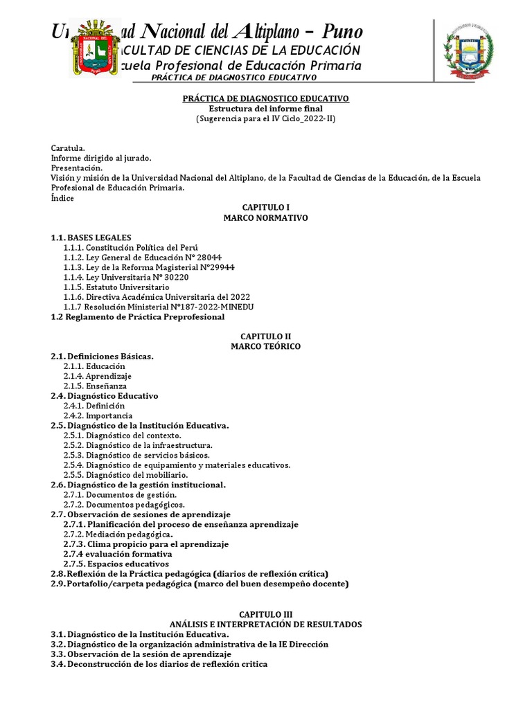 Esquema de Informe de La Práctica | PDF | Aprendizaje | Enseñando