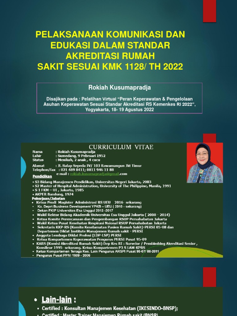 Komunikasi Dan Edukasi Sesuai Standar Akreditasi - Rokiah Kusumapradja ...