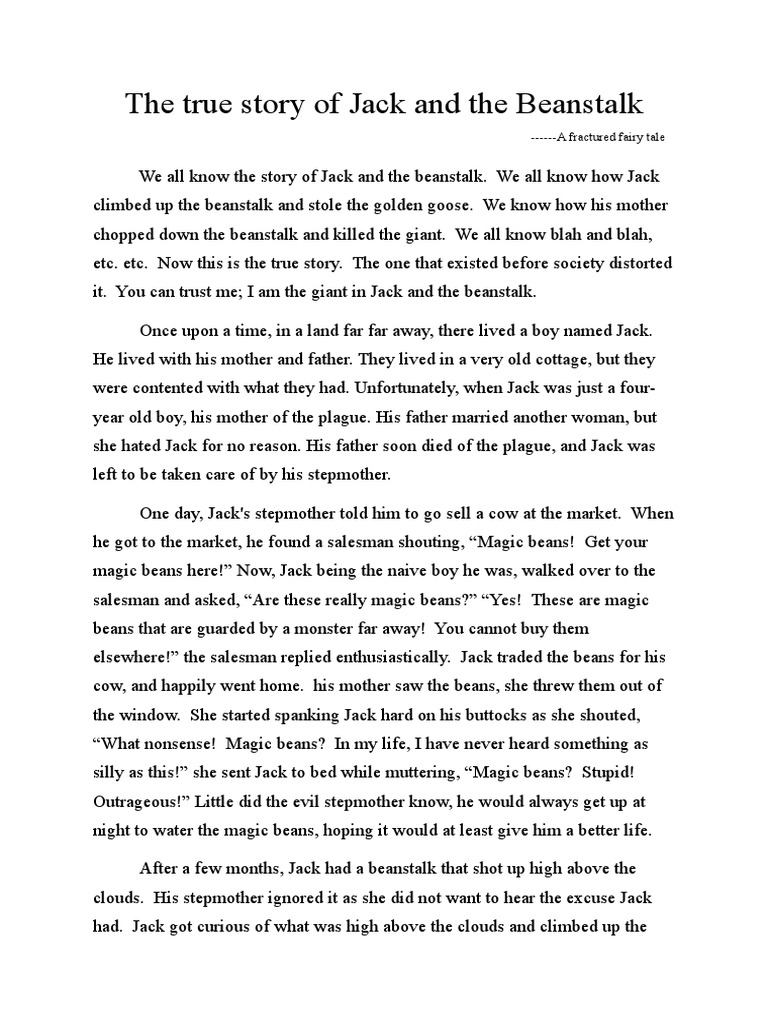 The True Story of Jack and The Beanstalk | PDF | Jack And The Beanstalk
