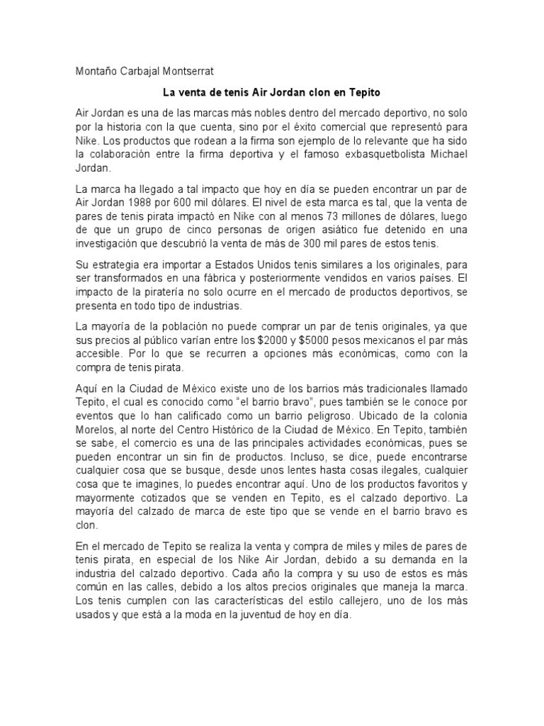 Venta de Jordan en Tepito Montaño Carbajal Montserrat | PDF | Nike | Marca