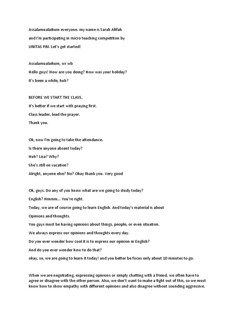 Expressing Opinions in English: A Micro Teaching Lesson on Agreeing ...