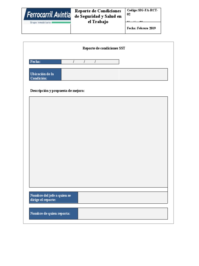 Reporte de Condiciones de SST | PDF