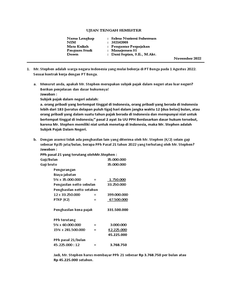 UTS Perpajakan | PDF