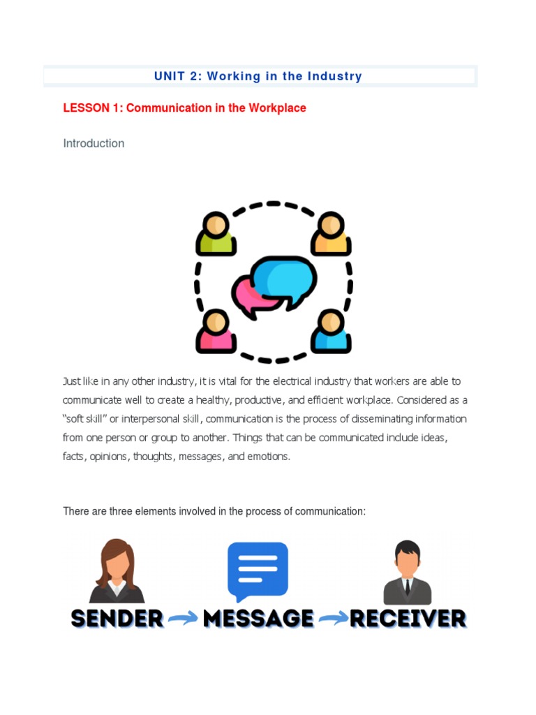 Workplace Communication Skills in Electrical Industry | PDF ...