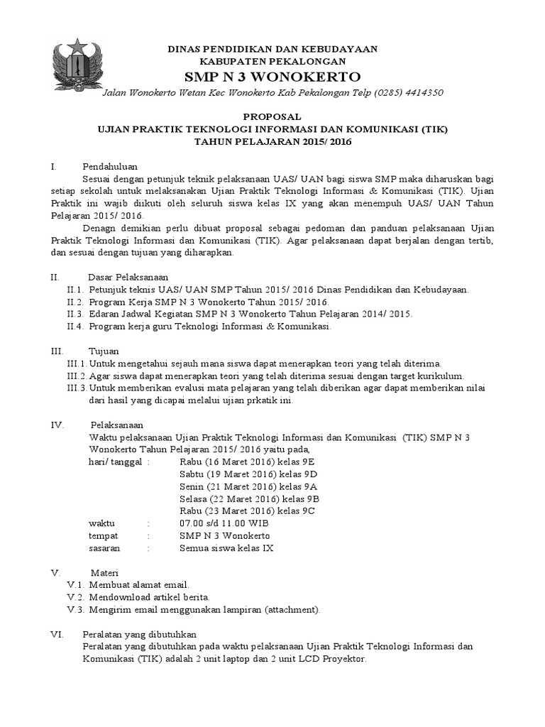 Proposal Ujian Praktek Tik | PDF