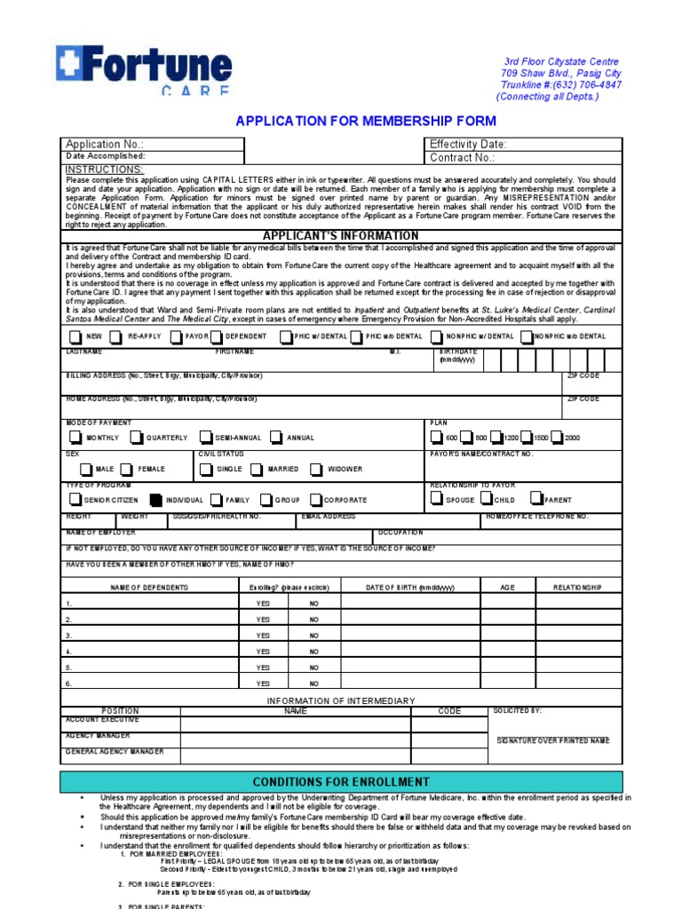 Application For Membership Form: Application No.: Effectivity Date ...