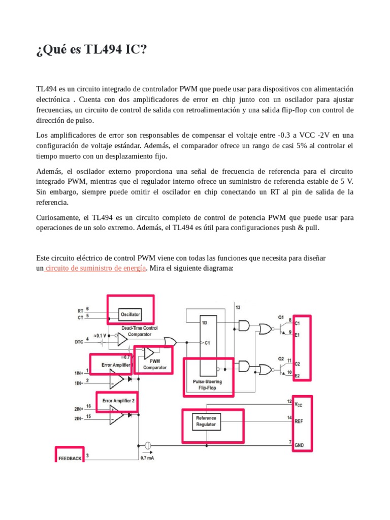 TL 494 | PDF | Fuente de alimentación | Transistor