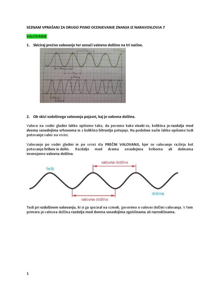 Valovanje, Nihanje, Celica, Naravoslovje 7. Razred | PDF