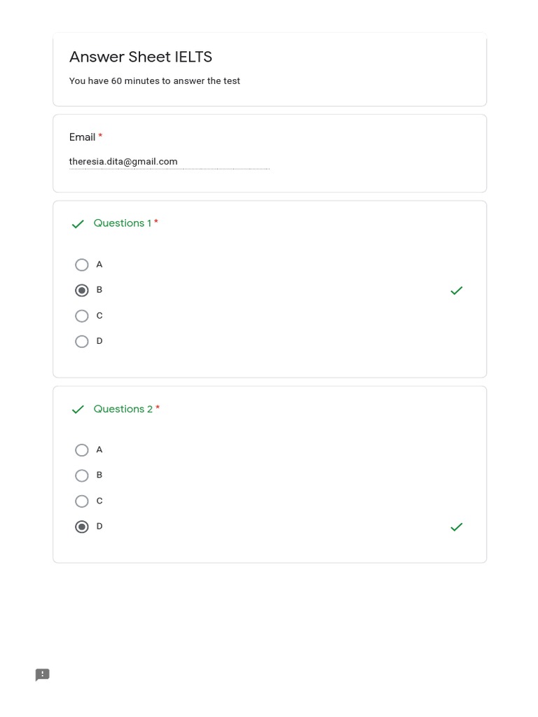 Answer Sheet IELTS Reading | PDF