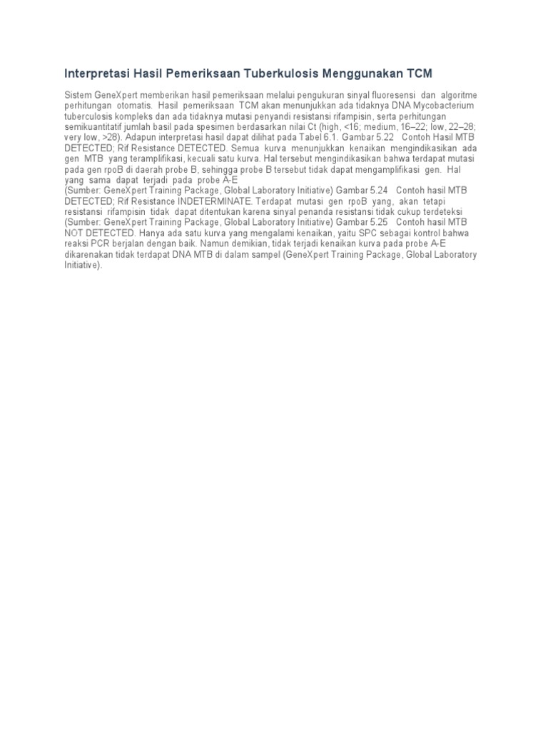 Interpretasi Hasil Tes TCM Tuberkulosis | PDF | Metode & Bahan Ajar ...