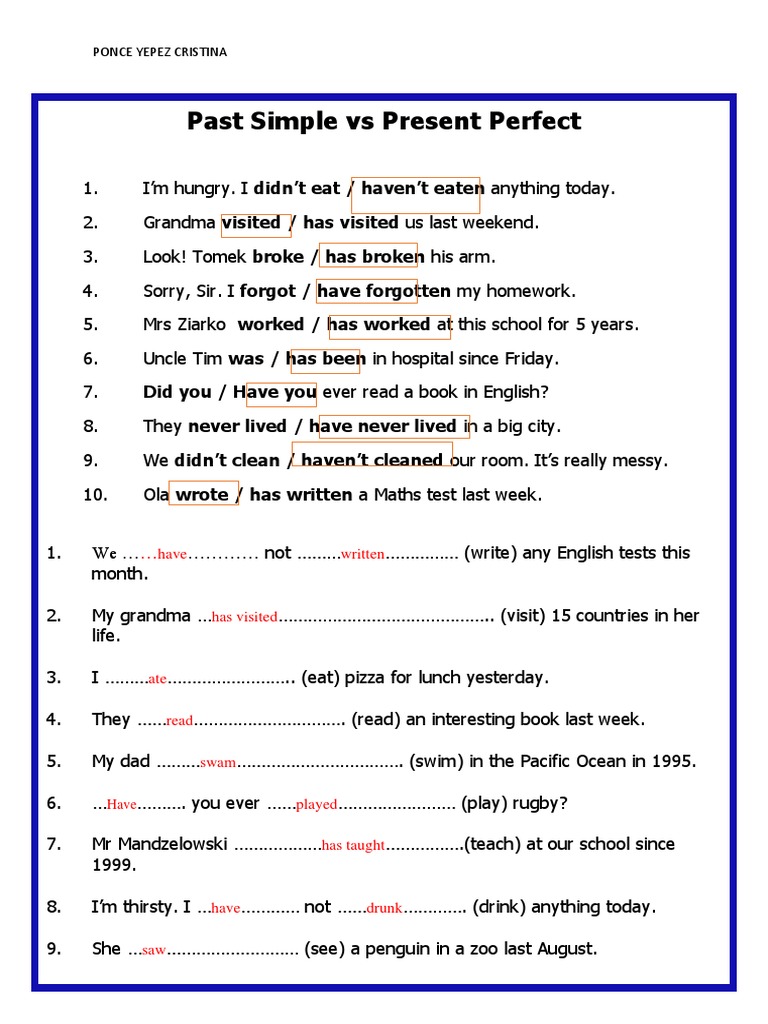 Past Simple vs Present Perfect Guide | PDF