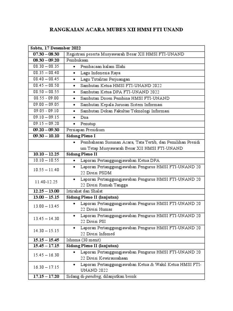 Rundown Mubes Xii Hmsi 2022 Ok | PDF