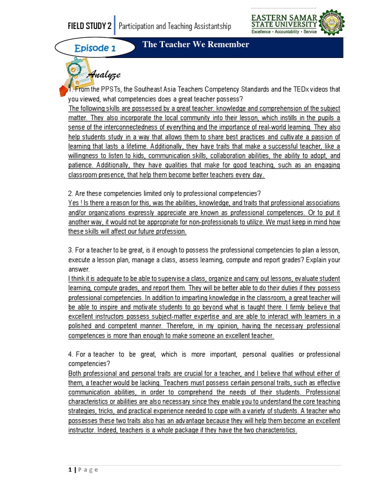 EPISODE 1 and 2 | PDF | Teaching Method | Teachers