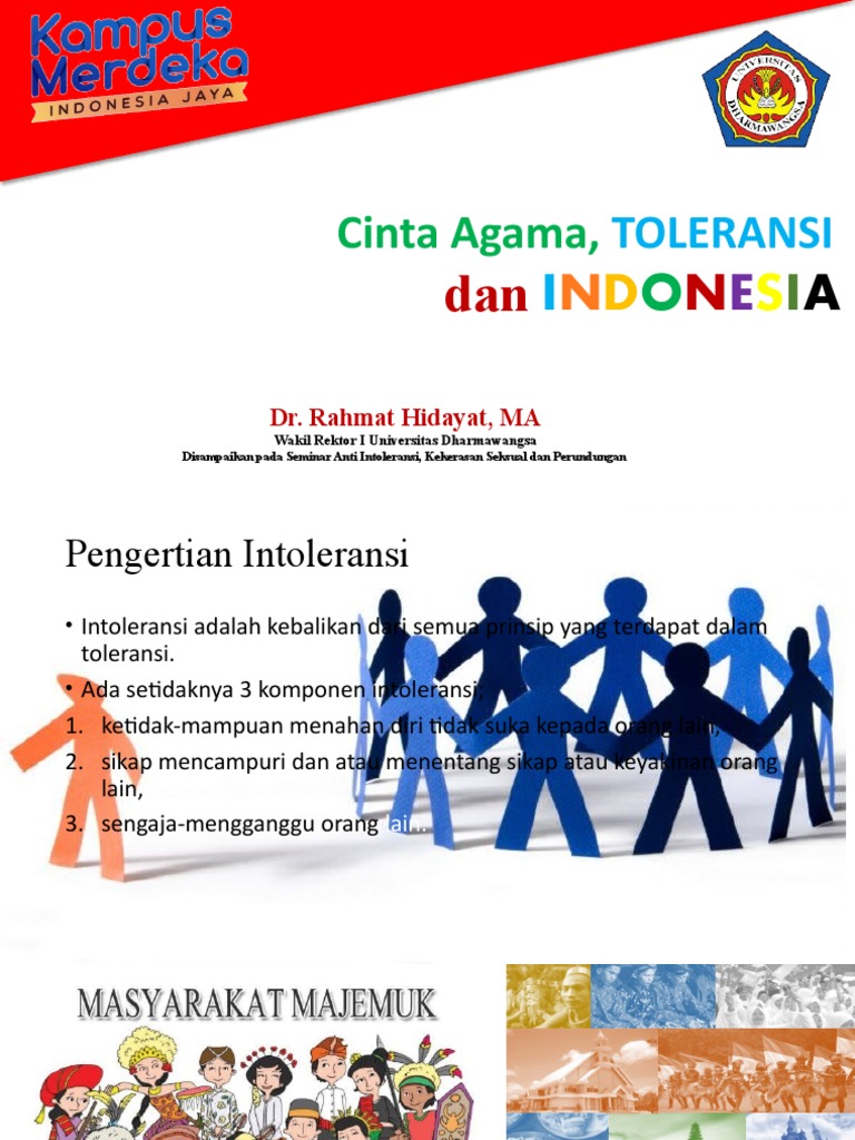 Materi Seminar ANti Intoleransi Dr. Rahmat Hidayat, MA | PDF