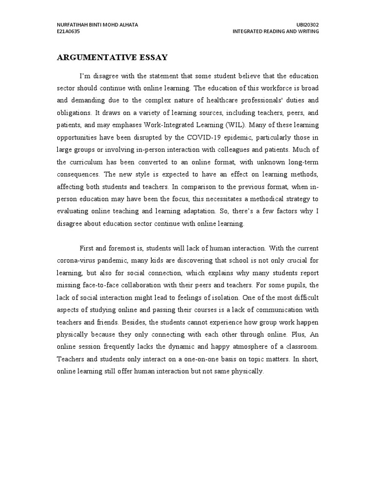 Argumentative Essay | PDF | Educational Technology | Learning
