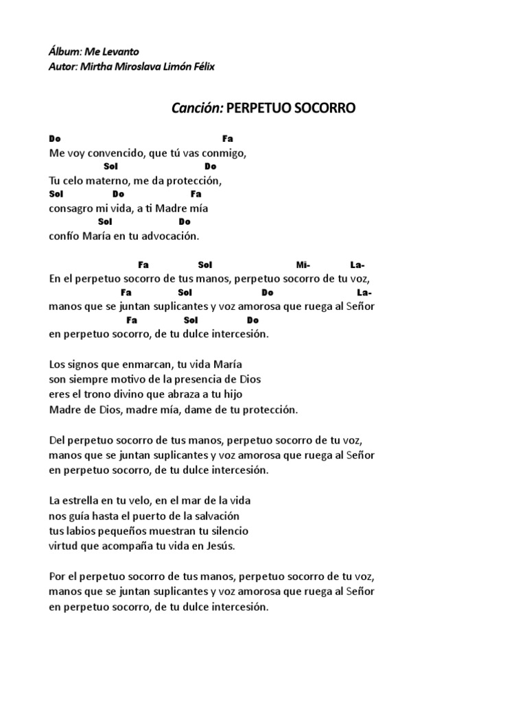 Canción dedicada a la Virgen María: 'Perpetuo Socorro' | PDF