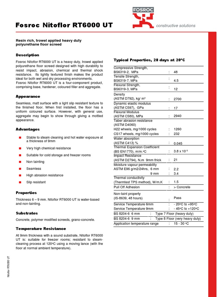 Nitoflor RT6000 UT | Download Free PDF | Concrete | Water