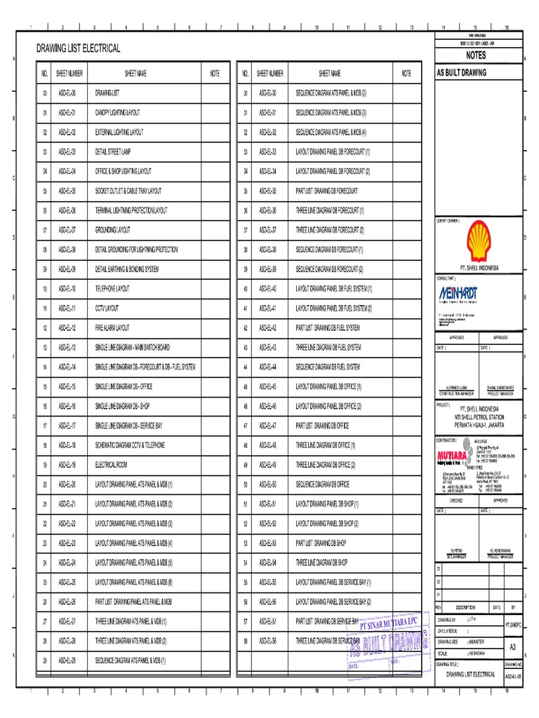 00 Drawing List Electrical | PDF