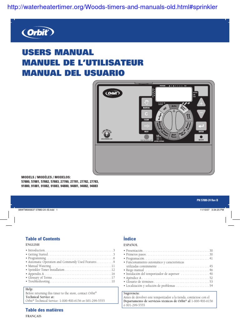 Orbit 57880 Controller Owners Manual | PDF | Cursor (User Interface) | Computing