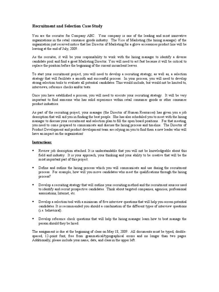 Recruitment and Selection Case Study | PDF | Career & Growth