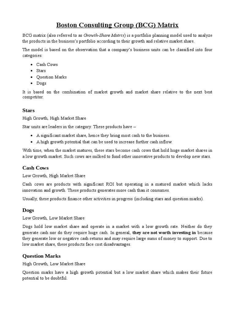 BCG Matrix | Download Free PDF | Pepsi Co | Business