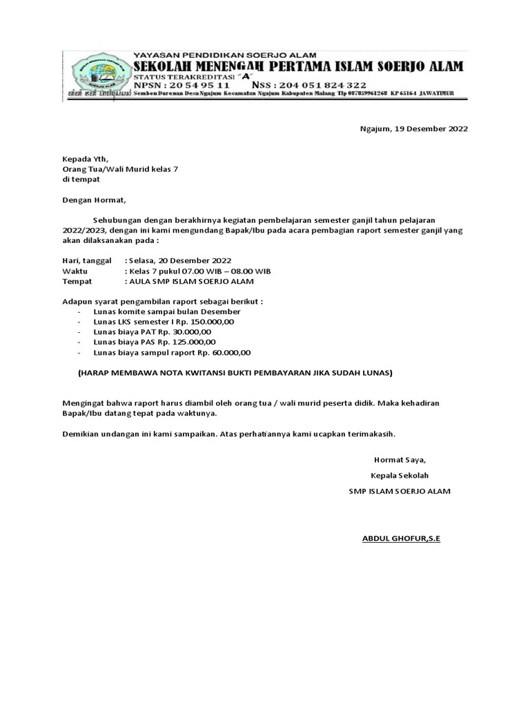Harap Membawa Nota Kwitansi Bukti Pembayaran Jika Sudah Lunas | PDF