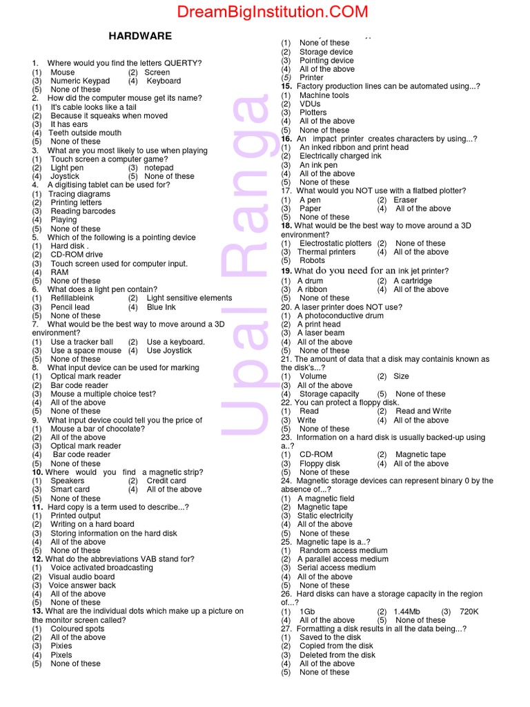 4000 MCQ Computer Awareness | PDF | Computer Data Storage | Random Access Memory