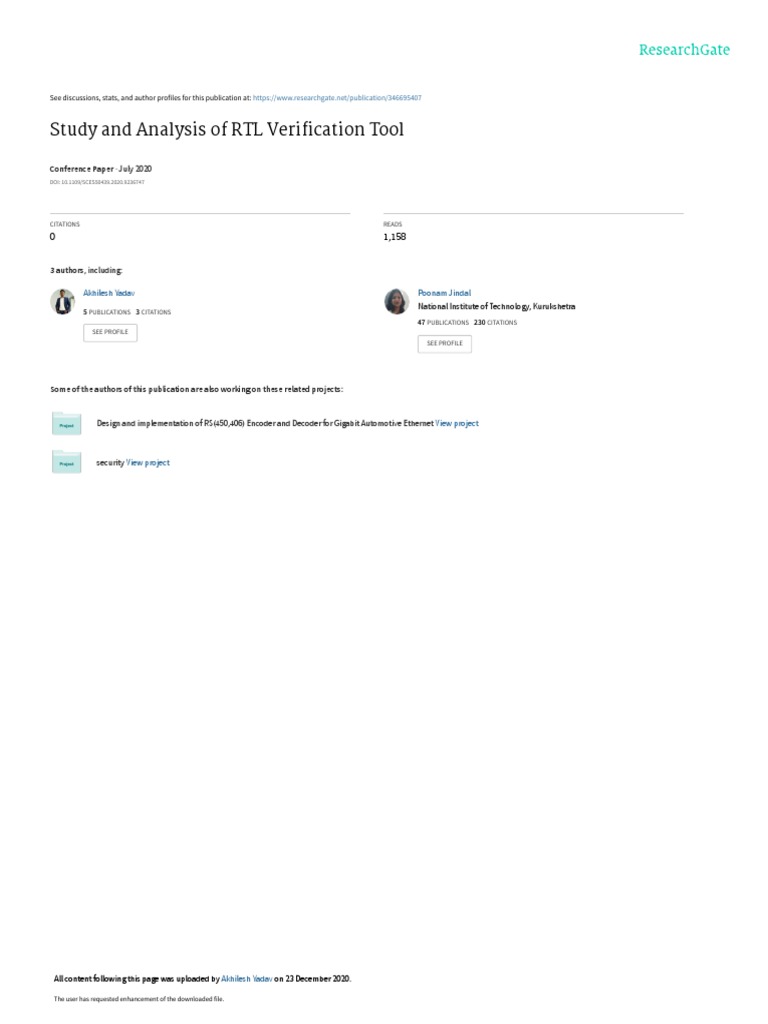 Study and Analysis of RTL Verification Tool IEEE Conference | PDF | Field Programmable Gate ...