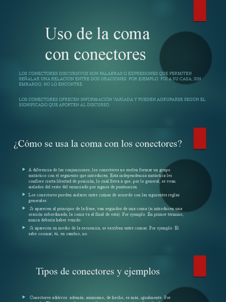 Uso de la coma con conectores discursivos | PDF